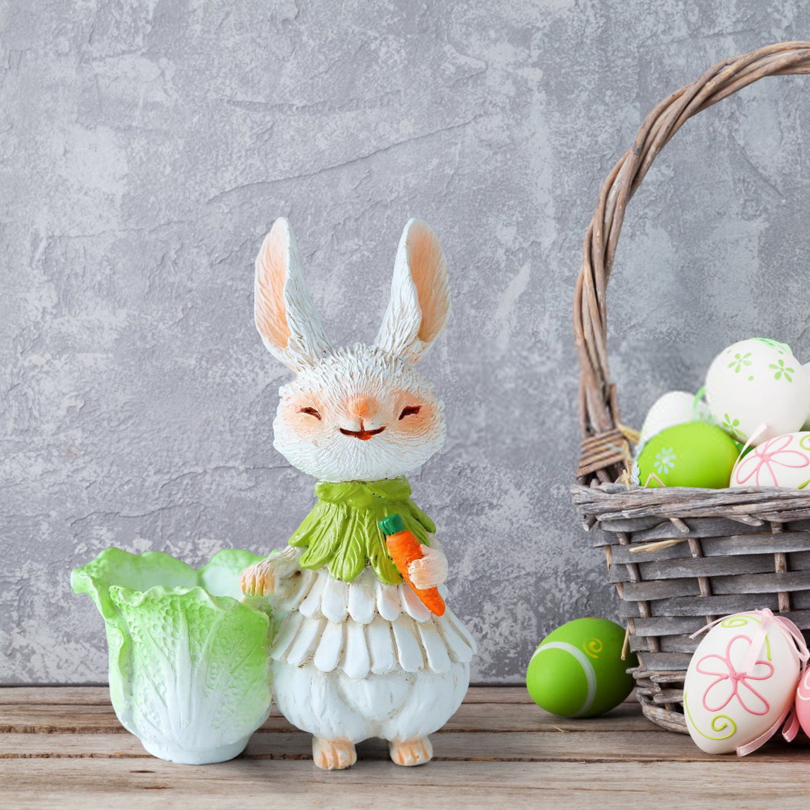 Ranliy Easter Bunny Figurine Resin Bunny Cabbage Bucket Flower Pot ...