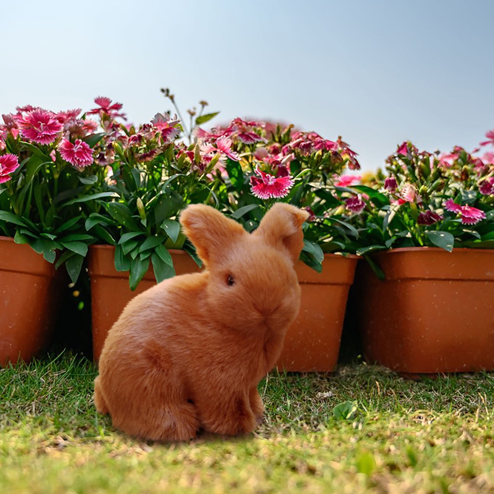 Ranliy Easter Bunny Figurine, Soft Plush Decor, Realistic Table ...