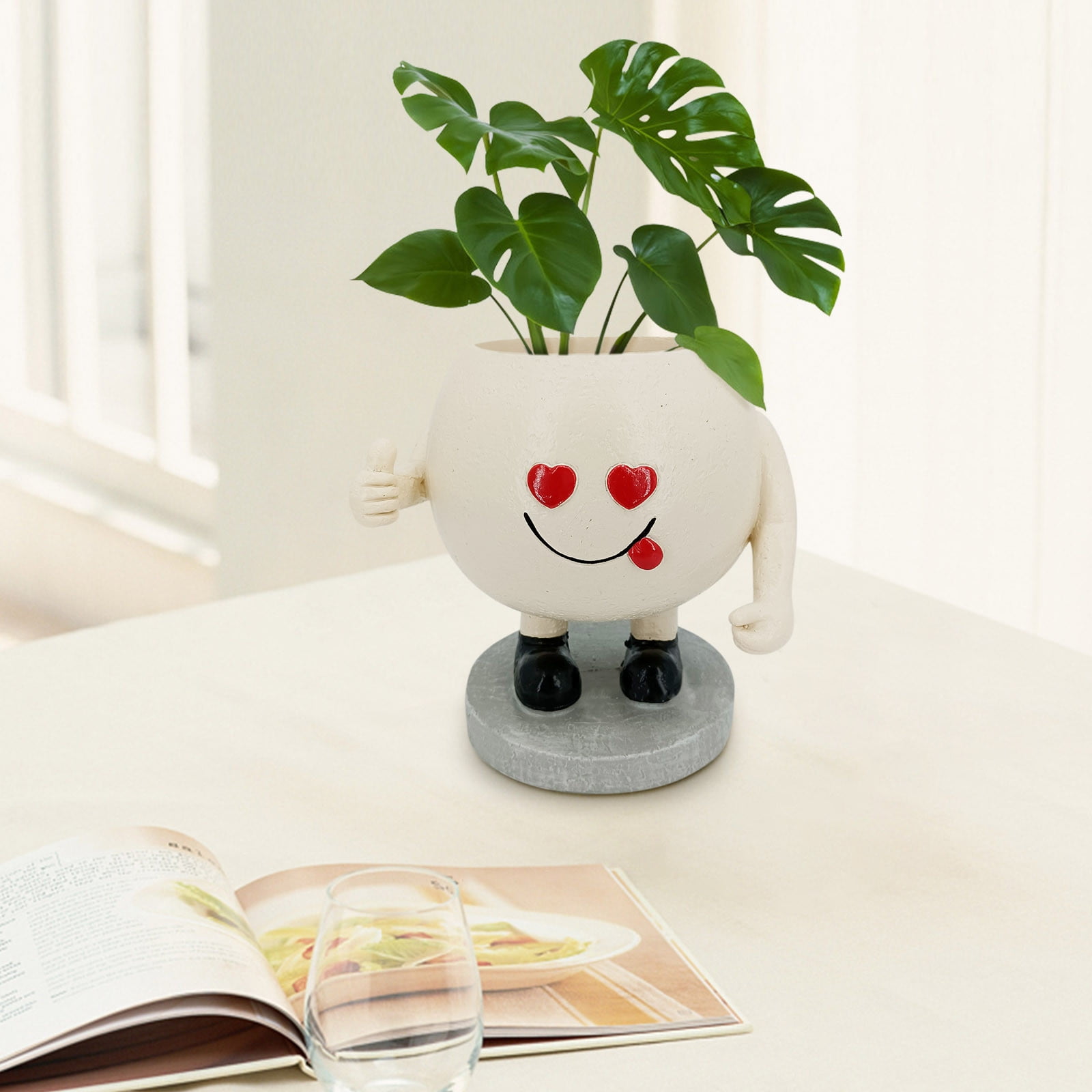 Ranliy Facepot Planter with A Smiling Face, Face Flower Pot Face Head ...