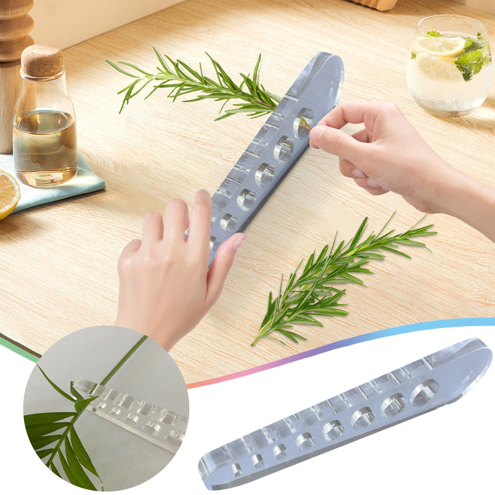 Ranliy Herb Stripper, Herb Leaf Stripping Tool, 8 Holes Kitchen Kale ...