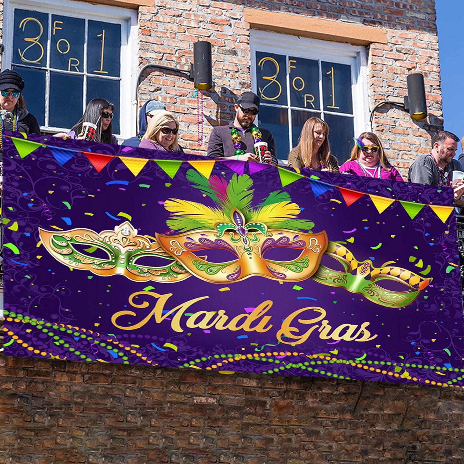 Ranliy Large Mardi Gras Banner 5.9" X 3.6" Yard Sign, Orleans Holiday ...