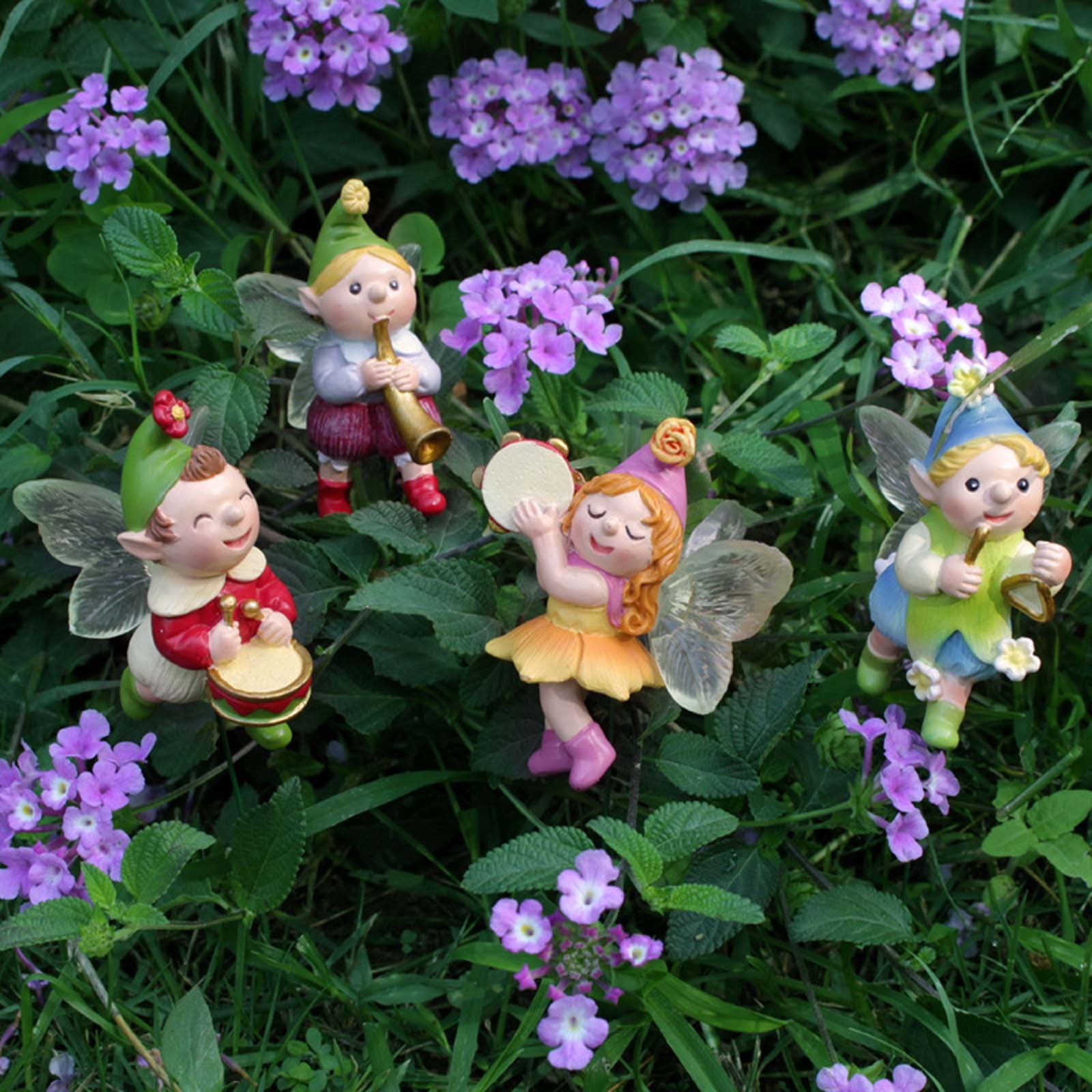 Ranliy Miniature Gnome Figurines 4 Pcs Fairy Garden Gnome Statues Micro ...