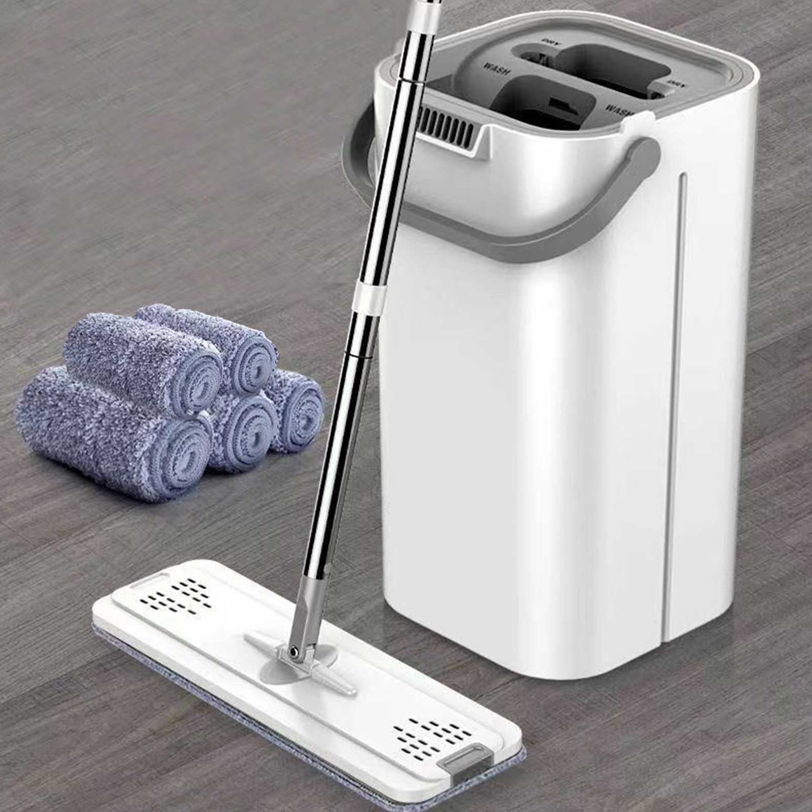 Ranliy Mop and Bucket with Wringer Set, Hands Free Flat Floor Mop and ...