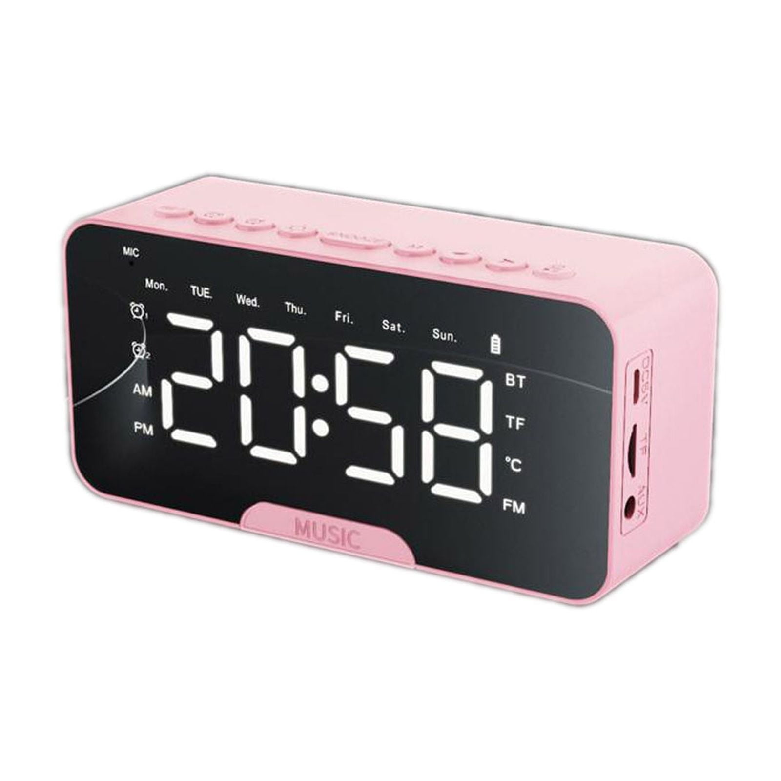 Ranliy Multi-Functional Mirror Clock with Bluetooth Speaker, Alarm ...