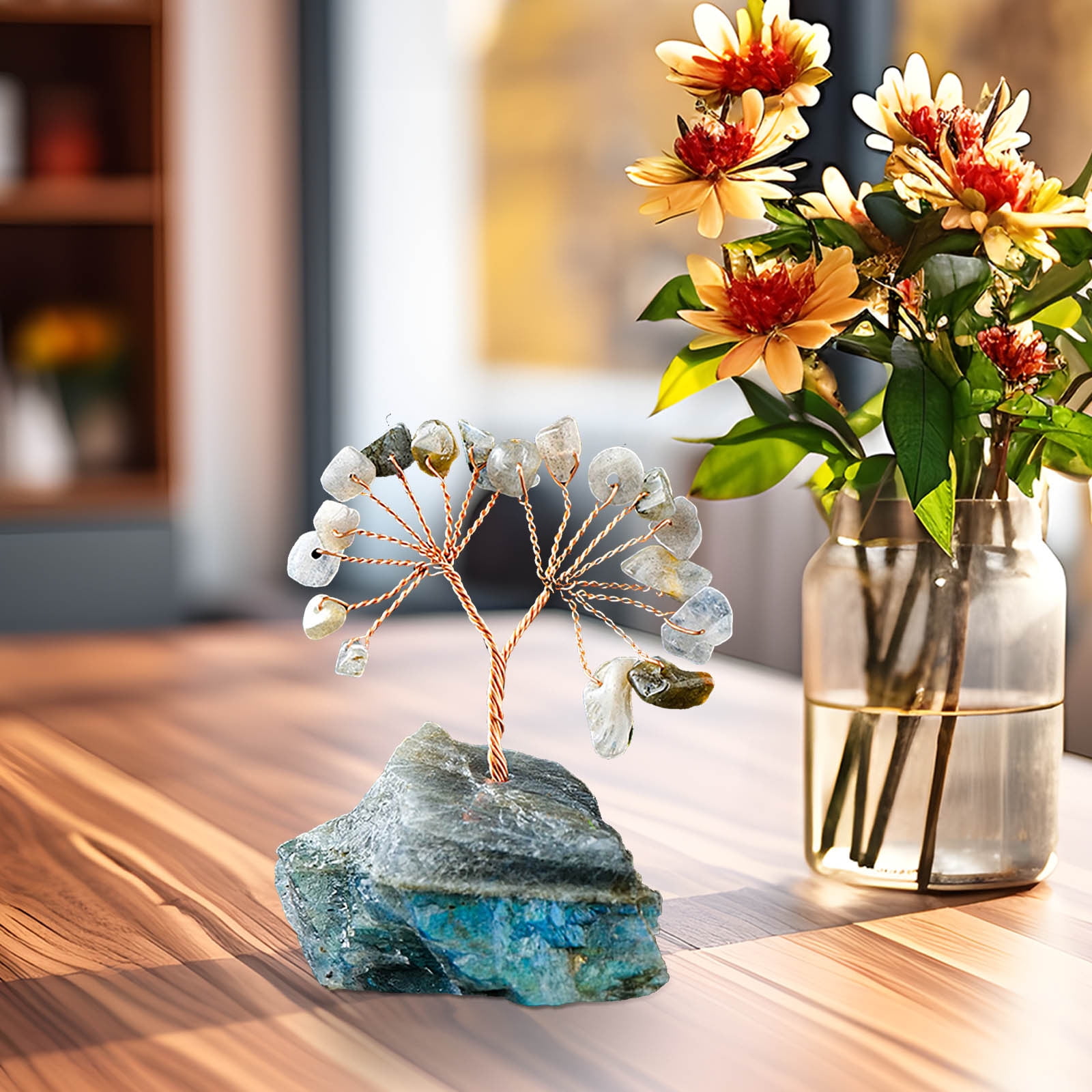 Ranliy Quartz Healing Crystal Tree, Natural Reiki Life Stone Base ...