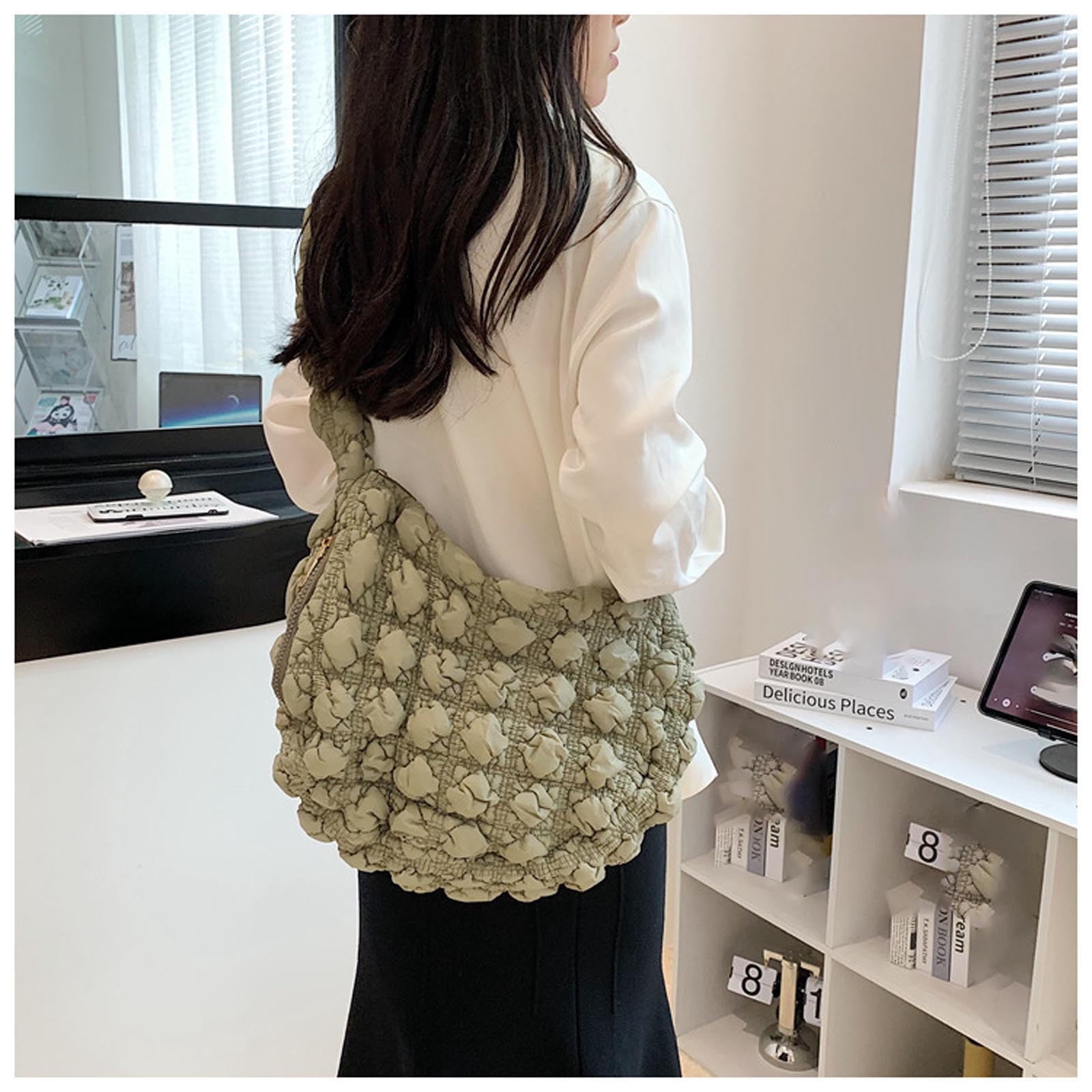 Ranliy Quilted Tote Bags for Women Lightweight Quilted Padding Shoulder ...