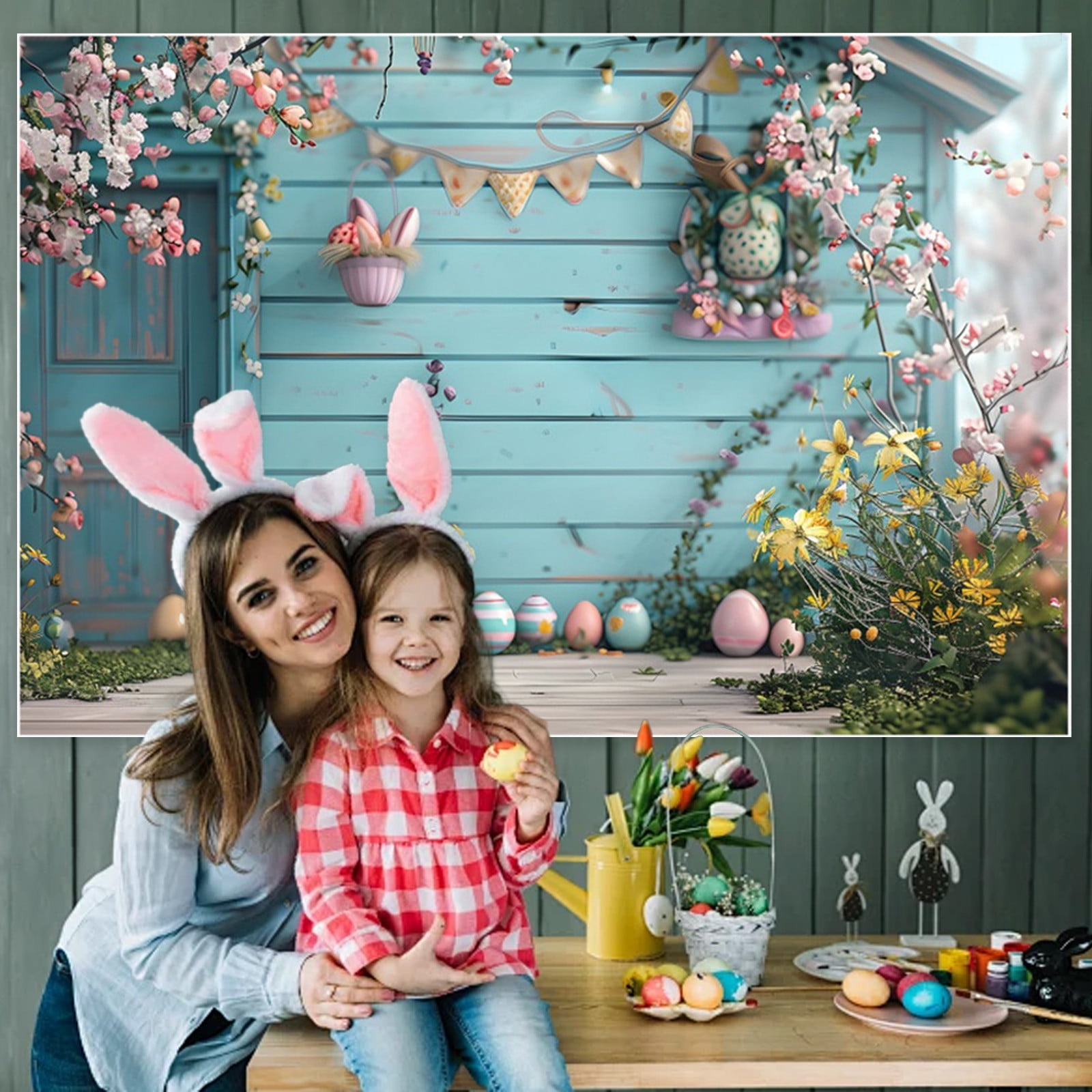 Ranliy Spring Wreath Fence Easter New Photo Material Photography ...