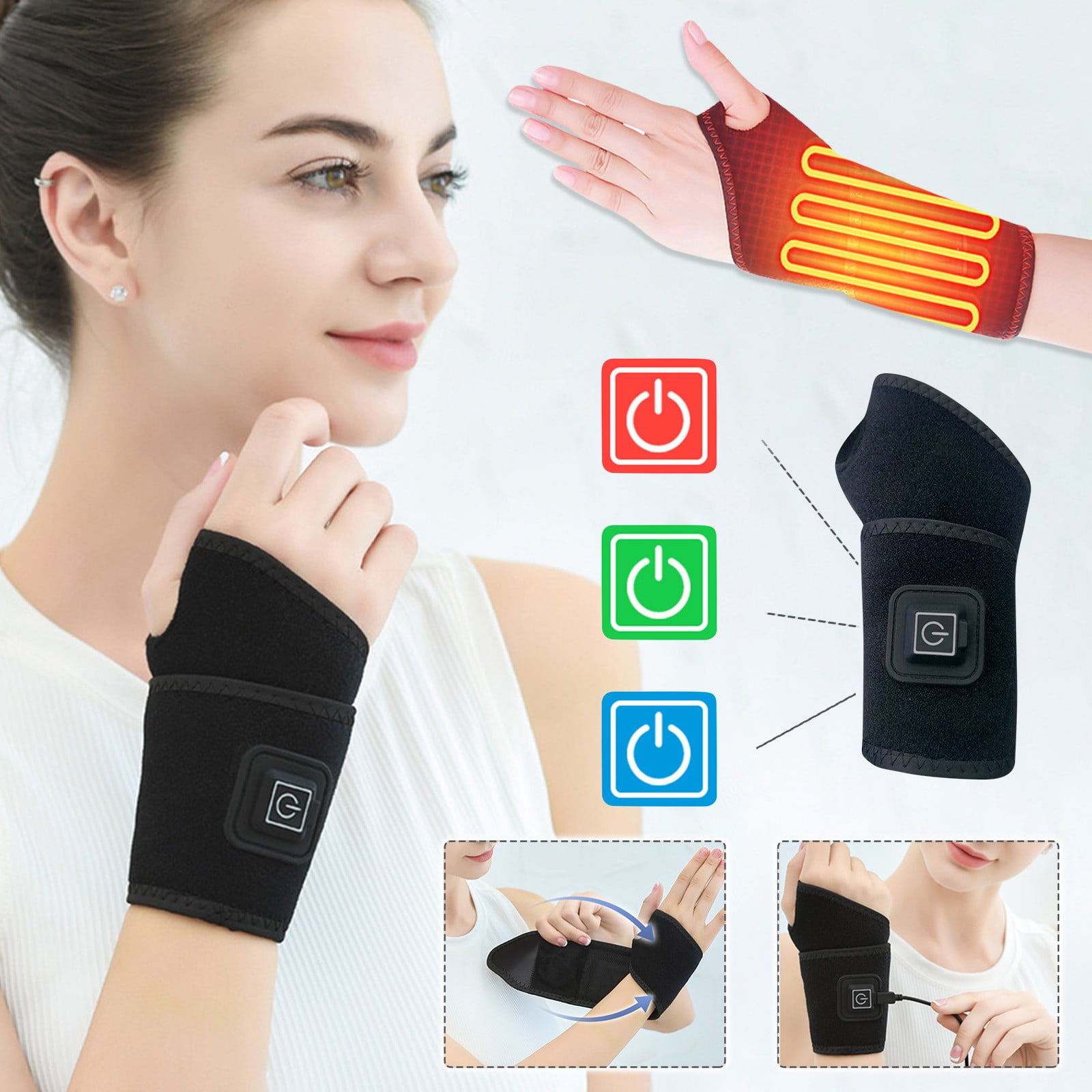 Ranliy Wrist Heating Pad, Hand Wrap Brace, Carpal Tunnel Relief Heating Pad, Hand Brace for ...