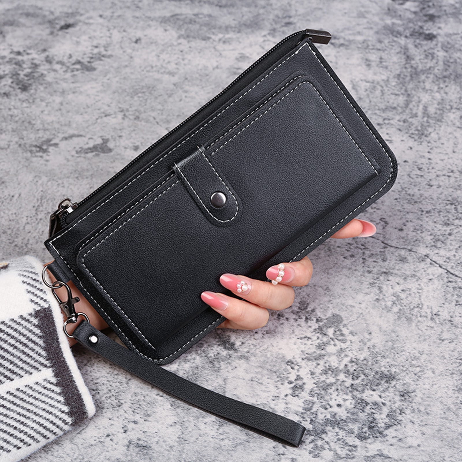 Ranliy Wristlet Wallets for Women, Ladies Pu Vegan Leather Clutch ...
