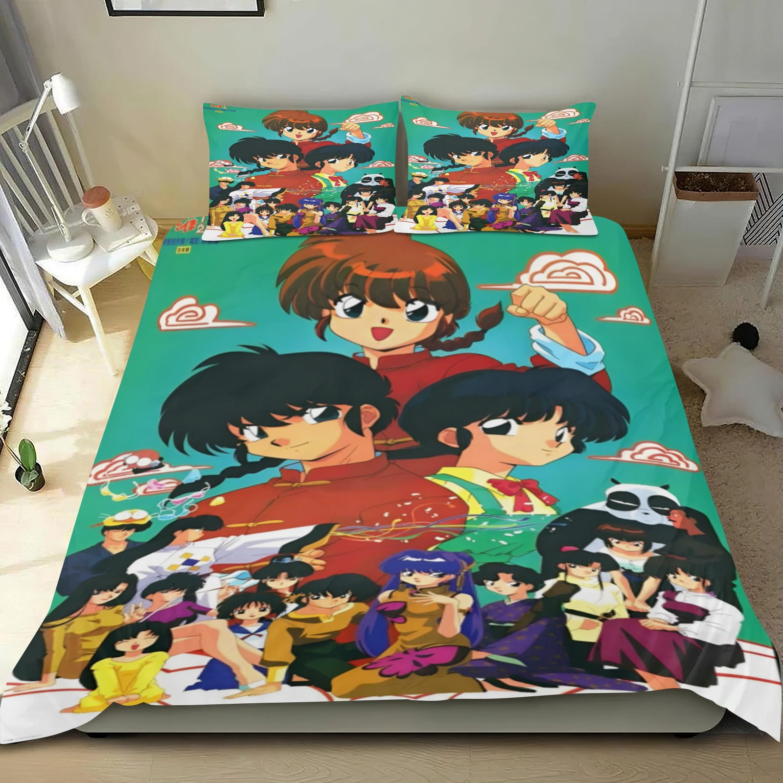 Ranma Half thin bedding set has an iconic print,One duvet cover and two ...
