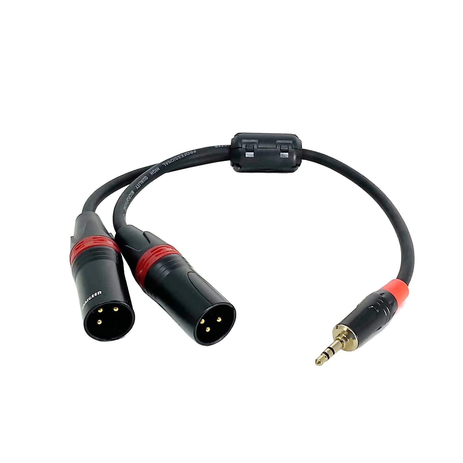 Rannsgeer 15" 3.5mm TRS Stereo to Dual XLR Male Y-Splitter Cable R7Cxx ...