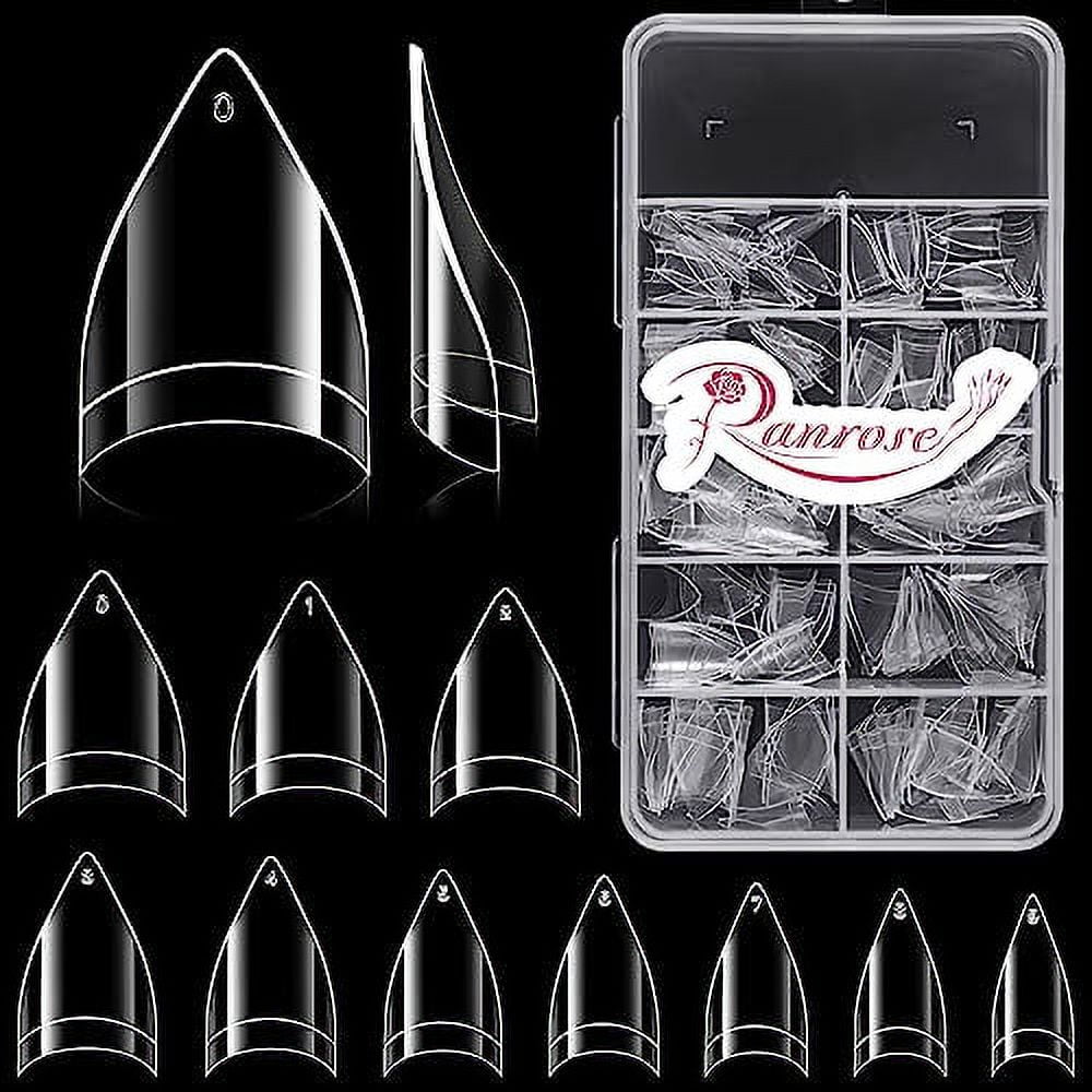 Ranrose Short Stiletto Nail Tips For Acrylic Nails Half Cover