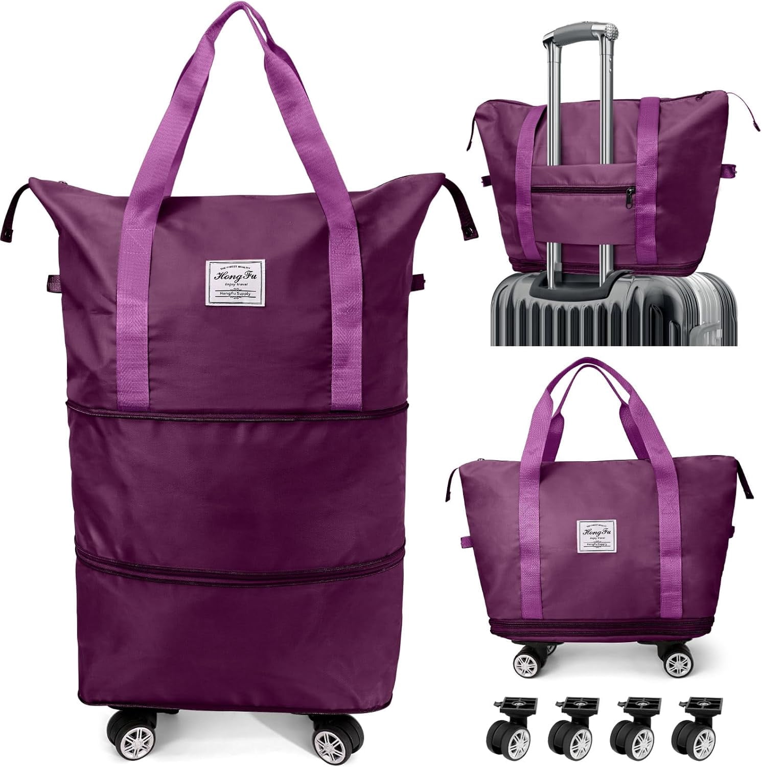 Ranslen Travel Bag With Wheels,Expandable And Foldable Luggage Bag ...