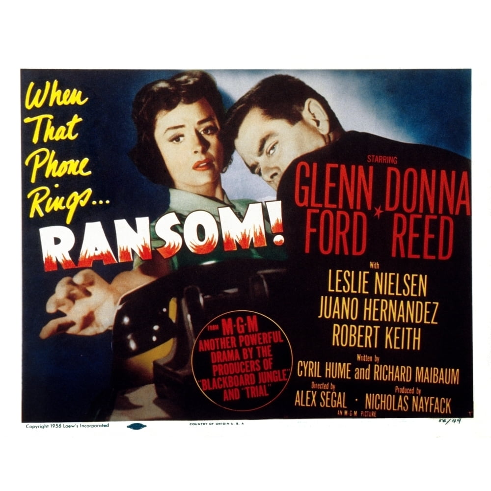 Ransom! Donna Reed Glenn Ford 1956 Movie Poster Masterprint (28 x 22 ...