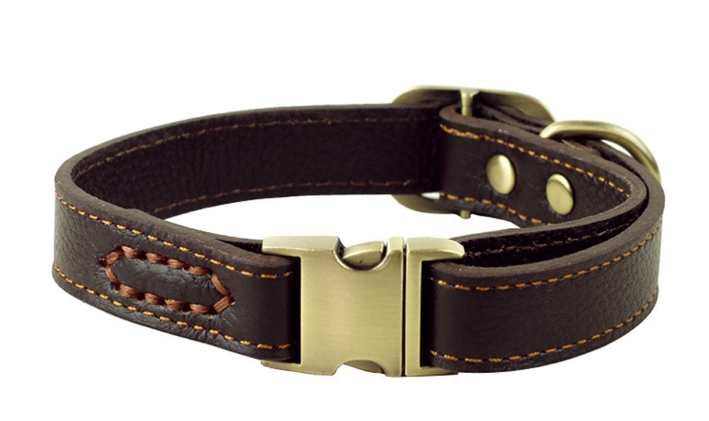 Rantow Leather Collar Dog Collar Adjustable for Puppy Small Medium Dogs ...