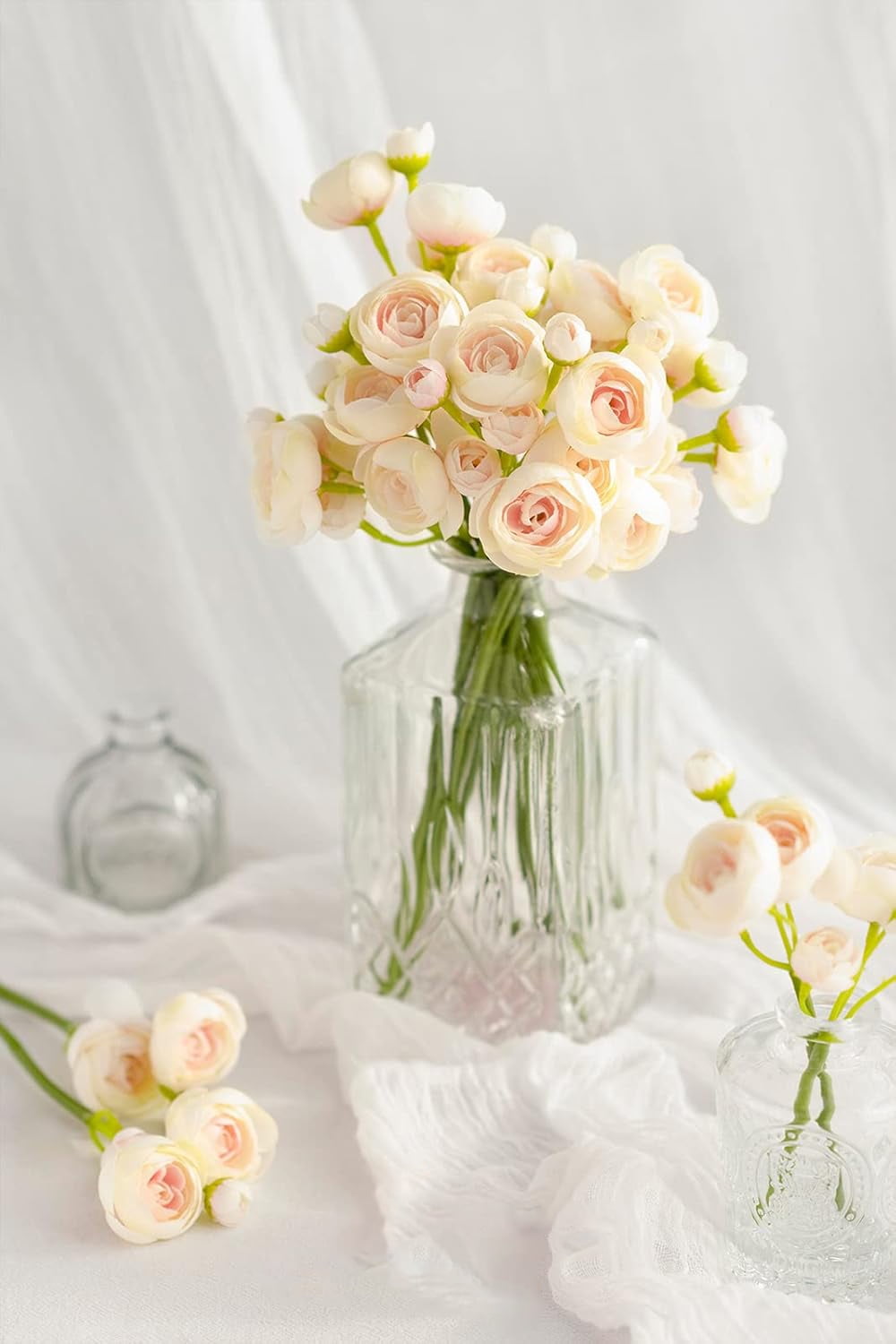 Ranunculus Artificial Flower, Faux Silk Mini Ranunculus Flowers for DIY ...