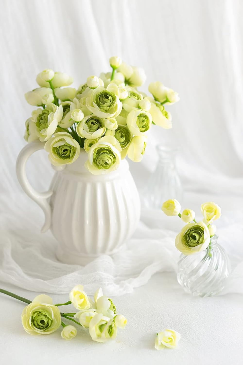 Ranunculus Artificial Flower, Faux Silk Mini Ranunculus Flowers for DIY ...