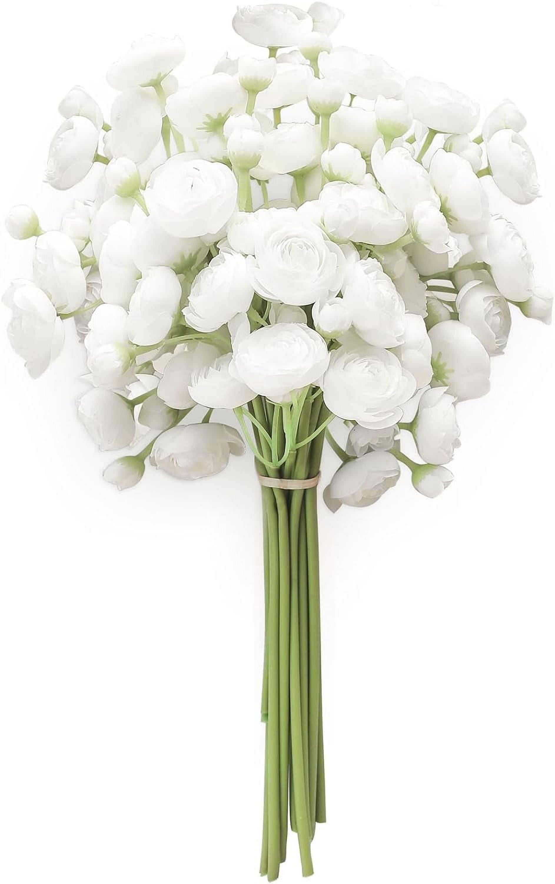 Ranunculus Artificial Flowers 18 Pcs Champagne Faux Silk Mini ...