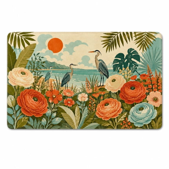 Ranunculus Heron Rectangle Rug for Living Room Boho All-Season ...
