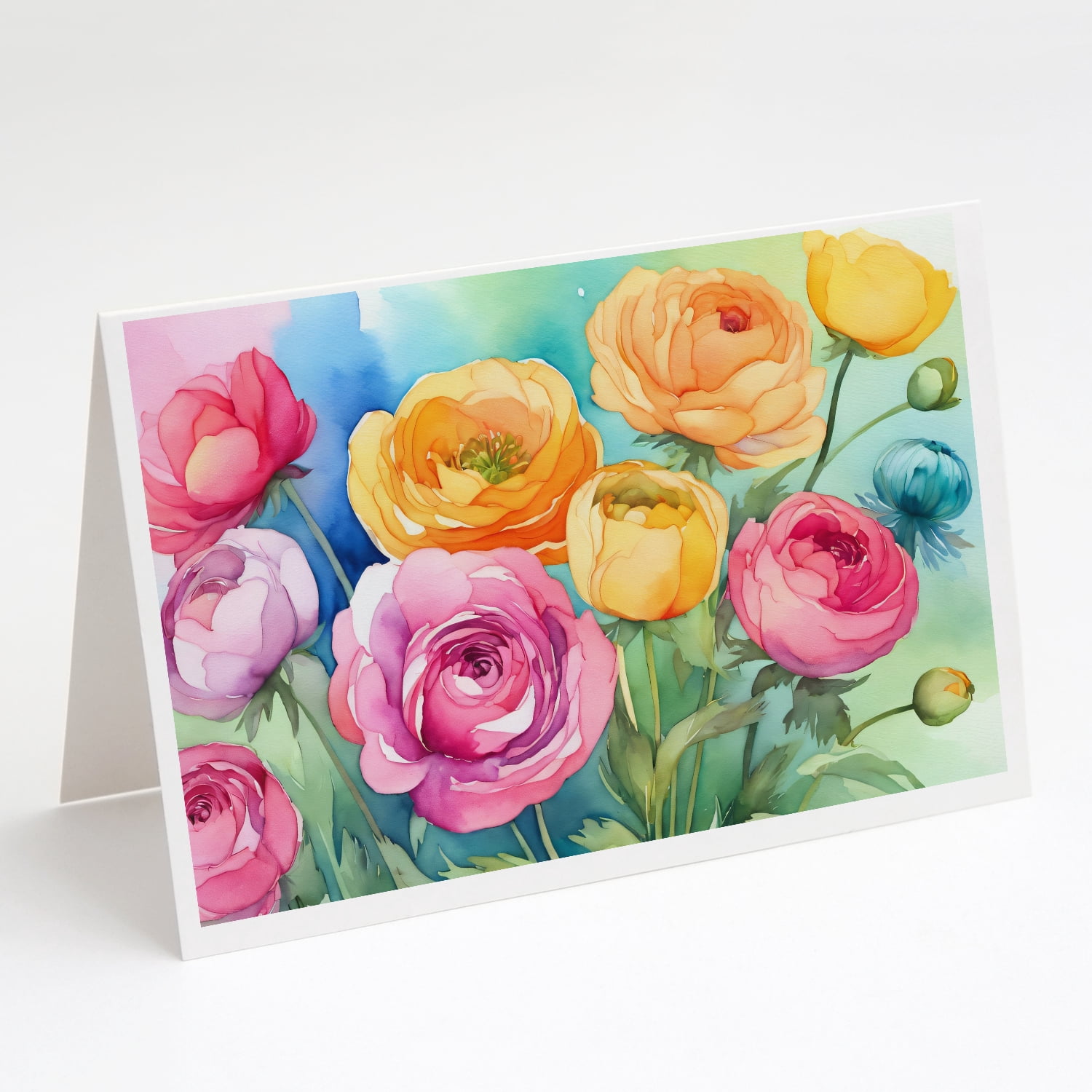 Ranunculus in Watercolor Greeting Cards and Envelopes Pack of 8 7 in x ...