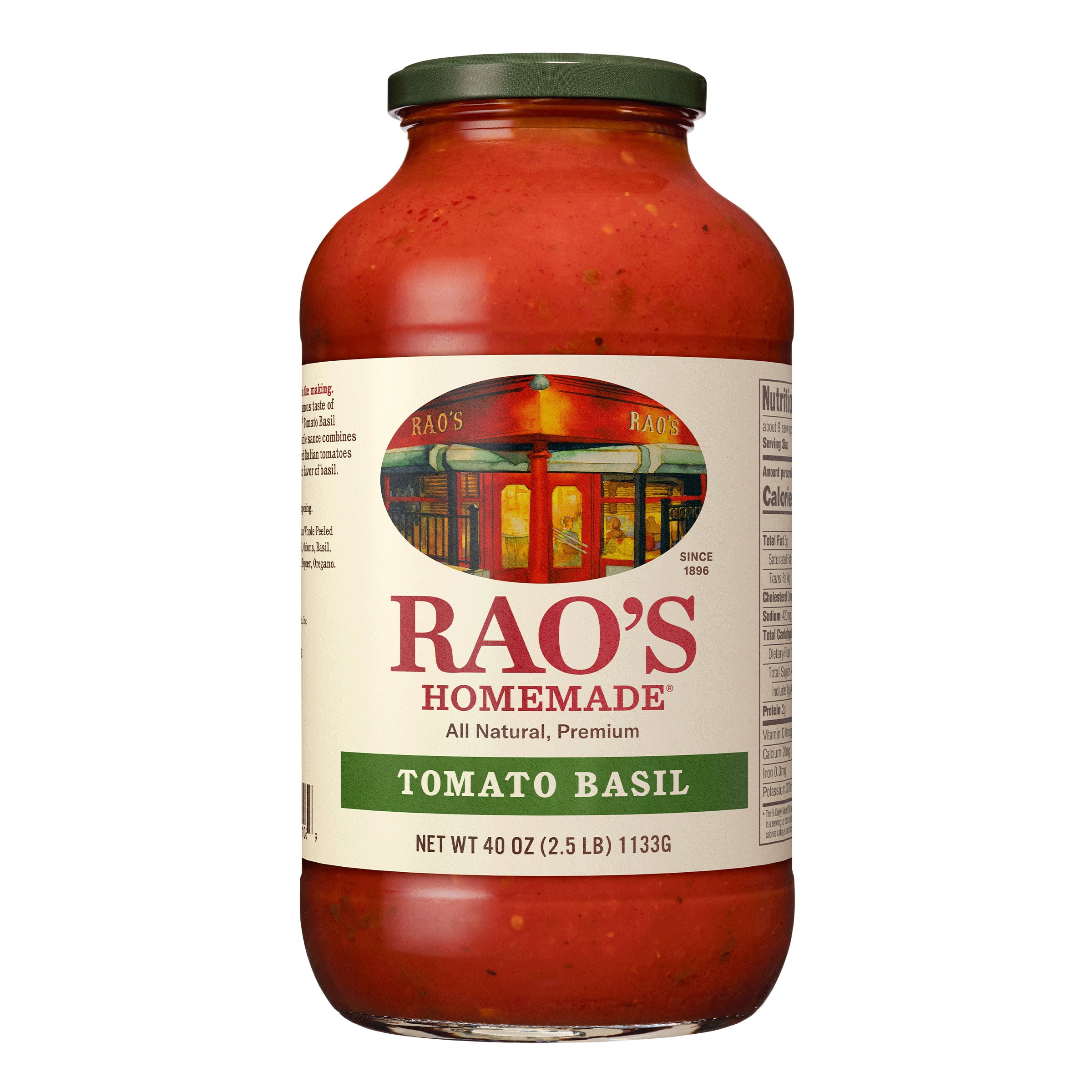 Rao's Homemade Tomato Basil Sauce, 40 oz, Versatile Pasta Sauce, Carb ...