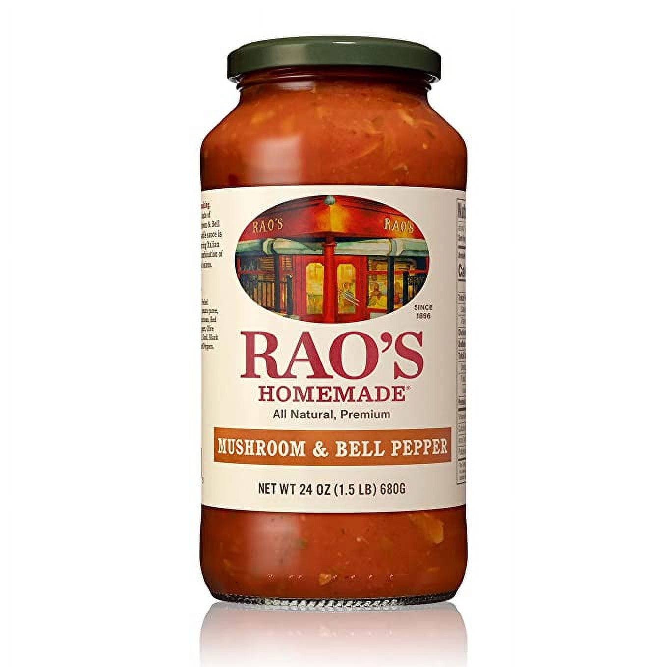 Rao's Homemade Tomato Sauce, Mushroom & Bell Pepper, 24 oz, Vegan Pasta Sauce, Carb Conscious ...