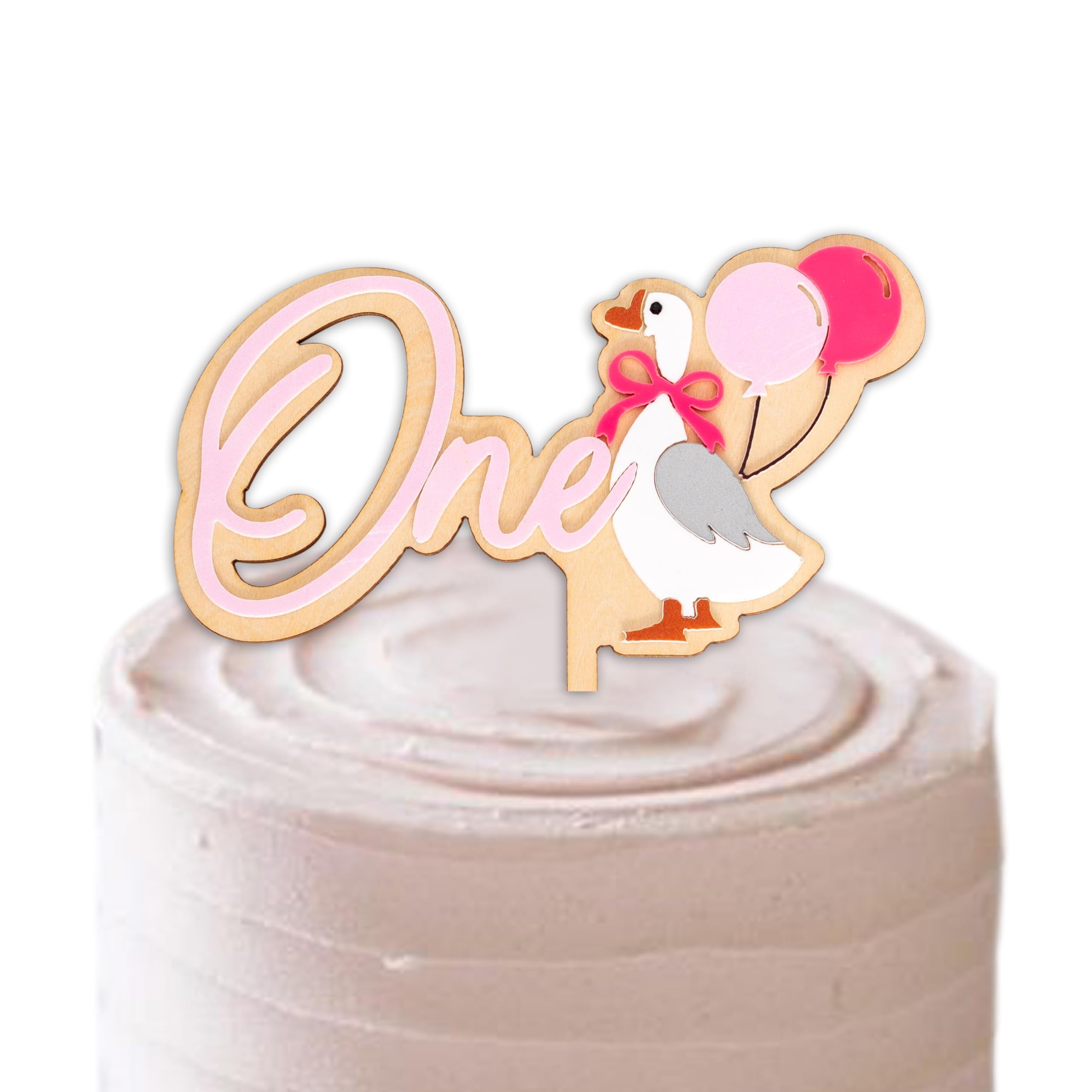 Raoformi One Silly TWE5 Goose Cake Topper - Pink First Birthday Cake ...