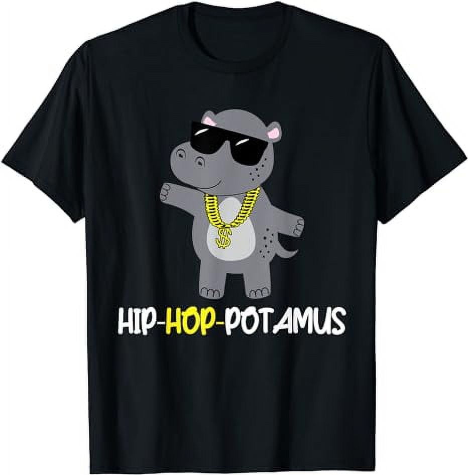 Rap 90s Hip Hop Hippo | Cute Hippopotamus Zoo Animal Gift T-Shirt ...