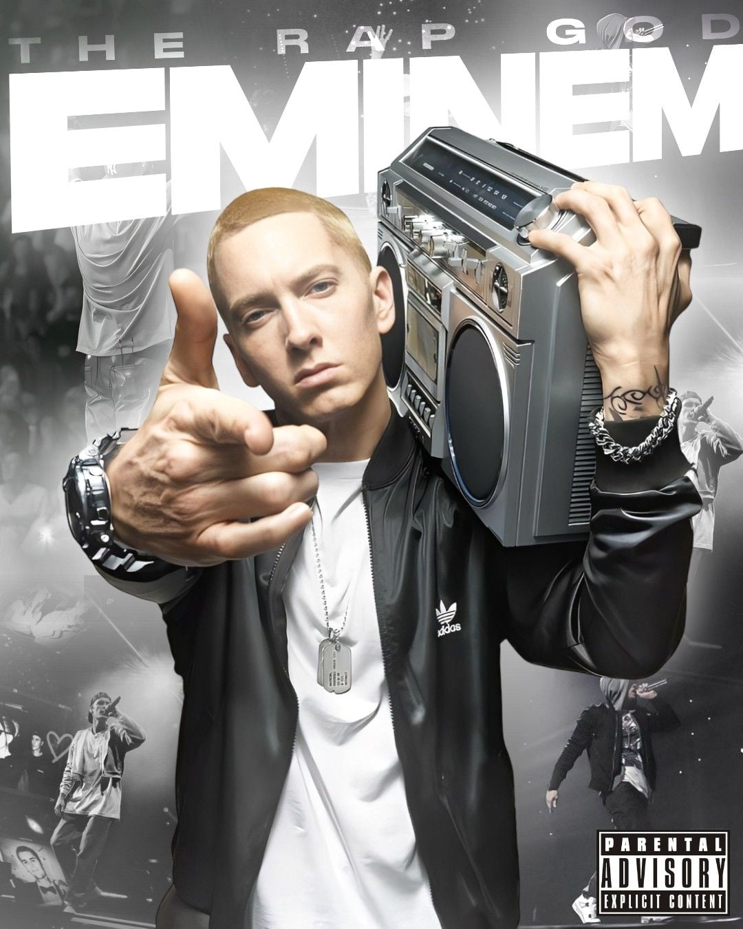 Rap Music Wall Decor Classic Boombox Style Poster Featuring Eminem Hip ...