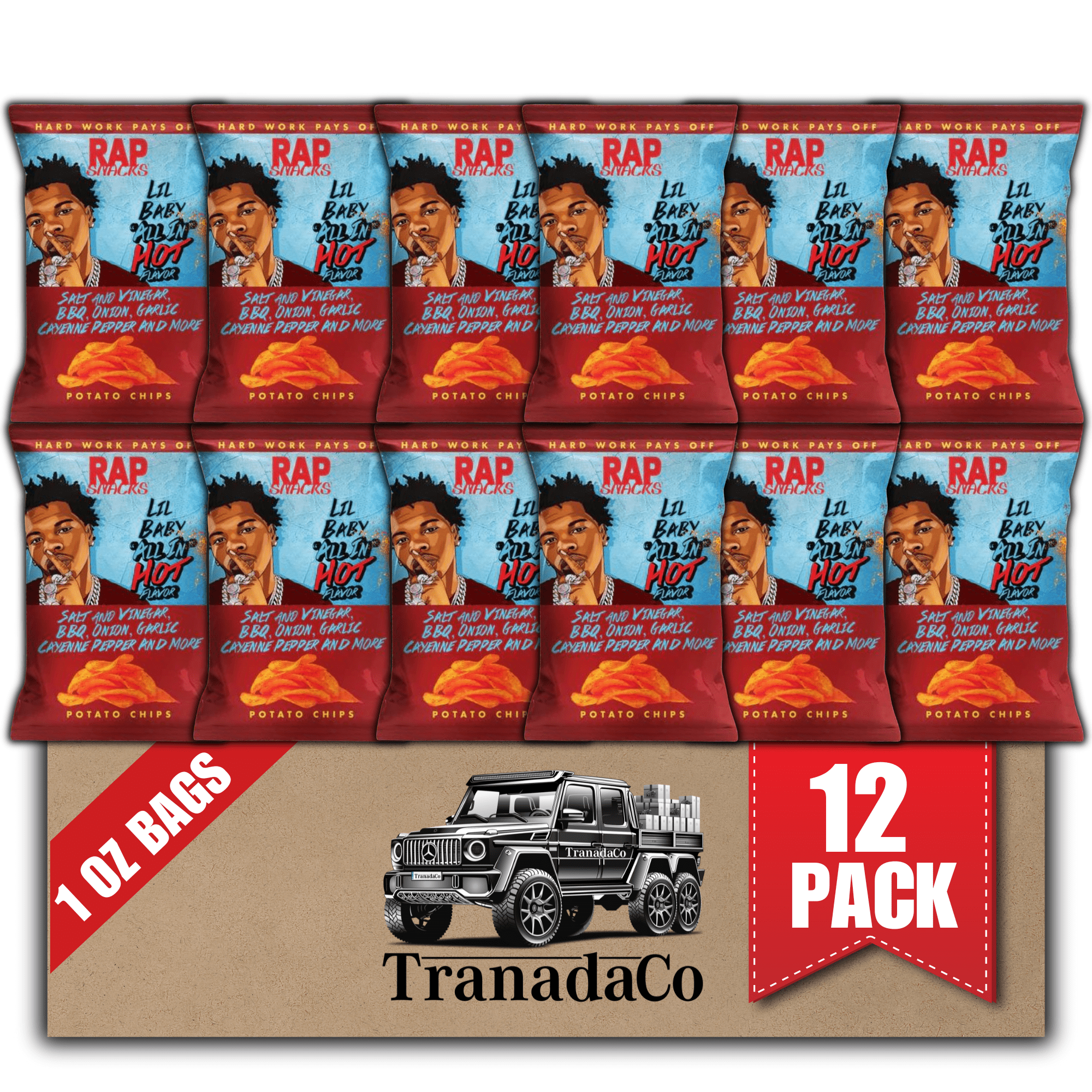 Rap Snacks Lil Baby All in HOT Potato Chips 1oz (12 Pack) by TranadaCo ...