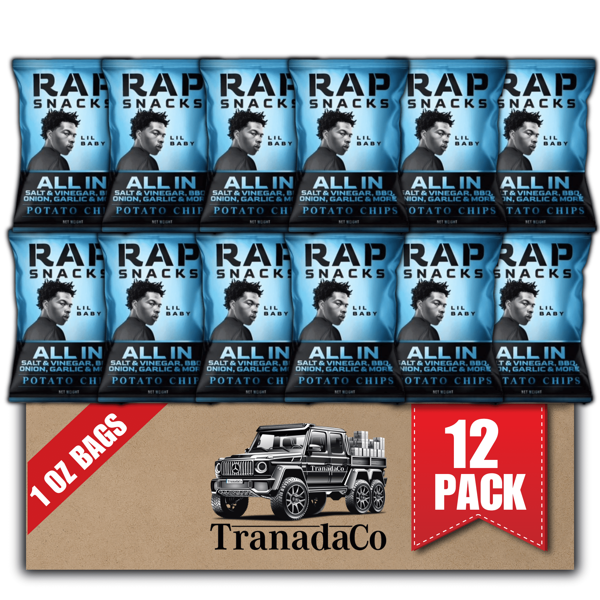 TranadaCo Rap Snacks Lil Baby All In Potato Chips, 1oz Bags, 12 Pack ...
