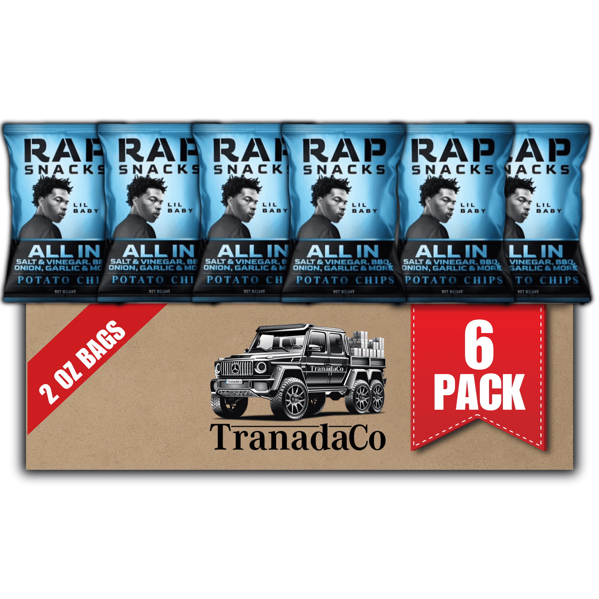 Rap Snacks Lil Baby All in Potato Chips 2oz Bags (6 Pack) by TranadaCo ...