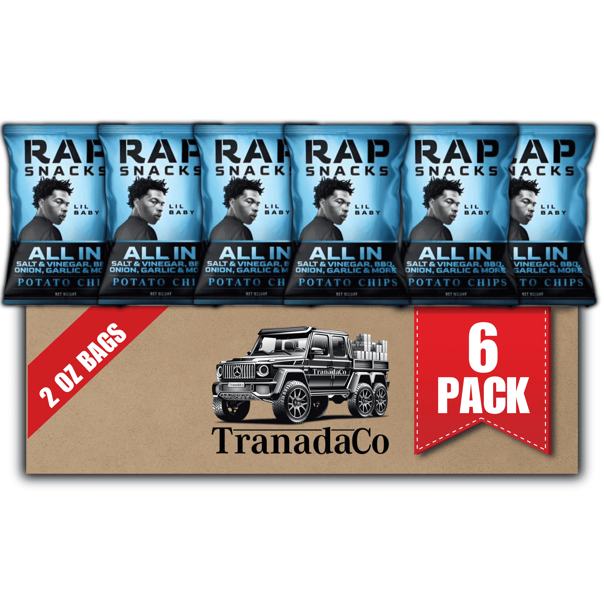 Rap Snacks Lil Baby All in Potato Chips 2oz Bags (6 Pack) by TranadaCo ...