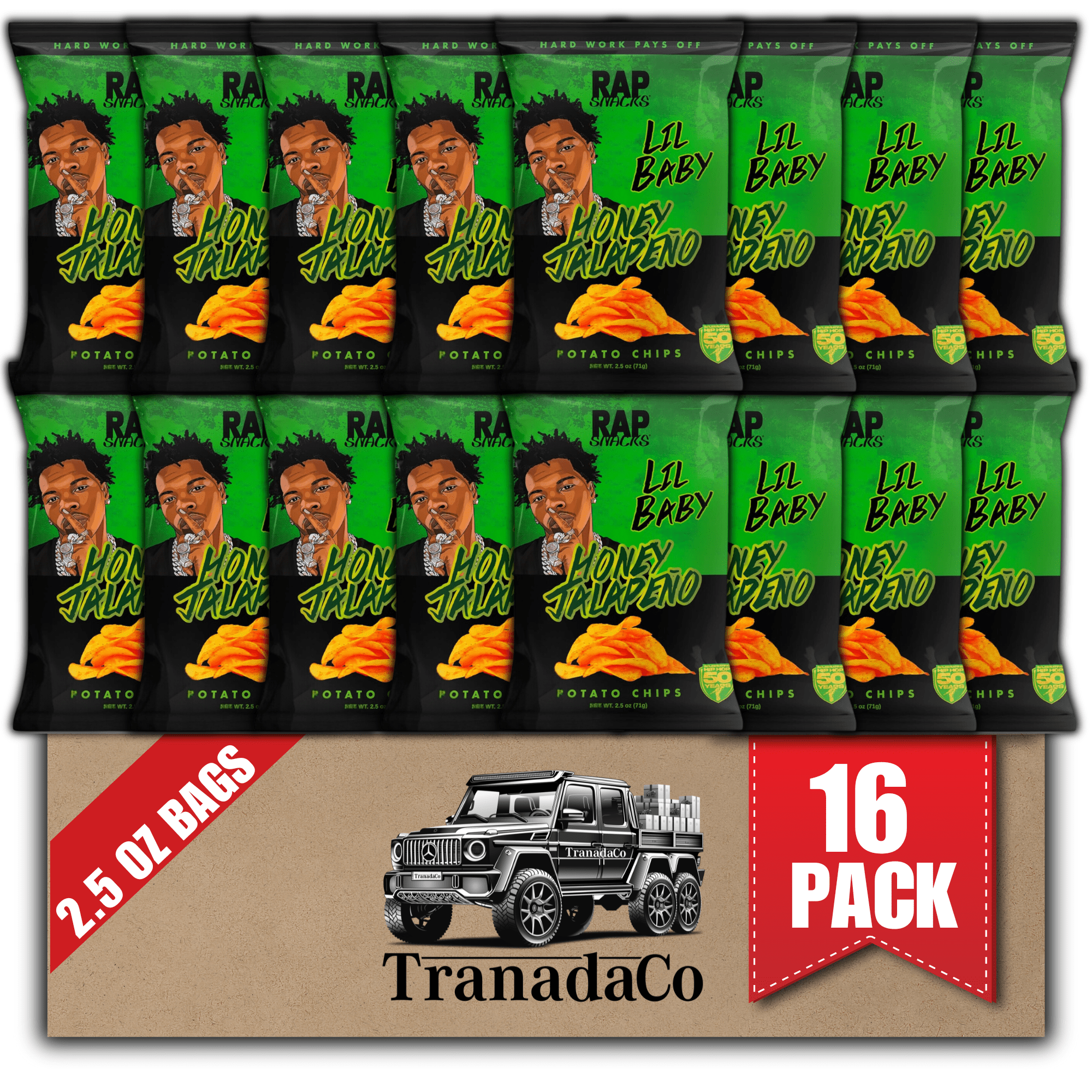 Rap Snacks Lil Baby | Honey Jalapeño Potato Chips 2.5oz Bags (16 Pack ...