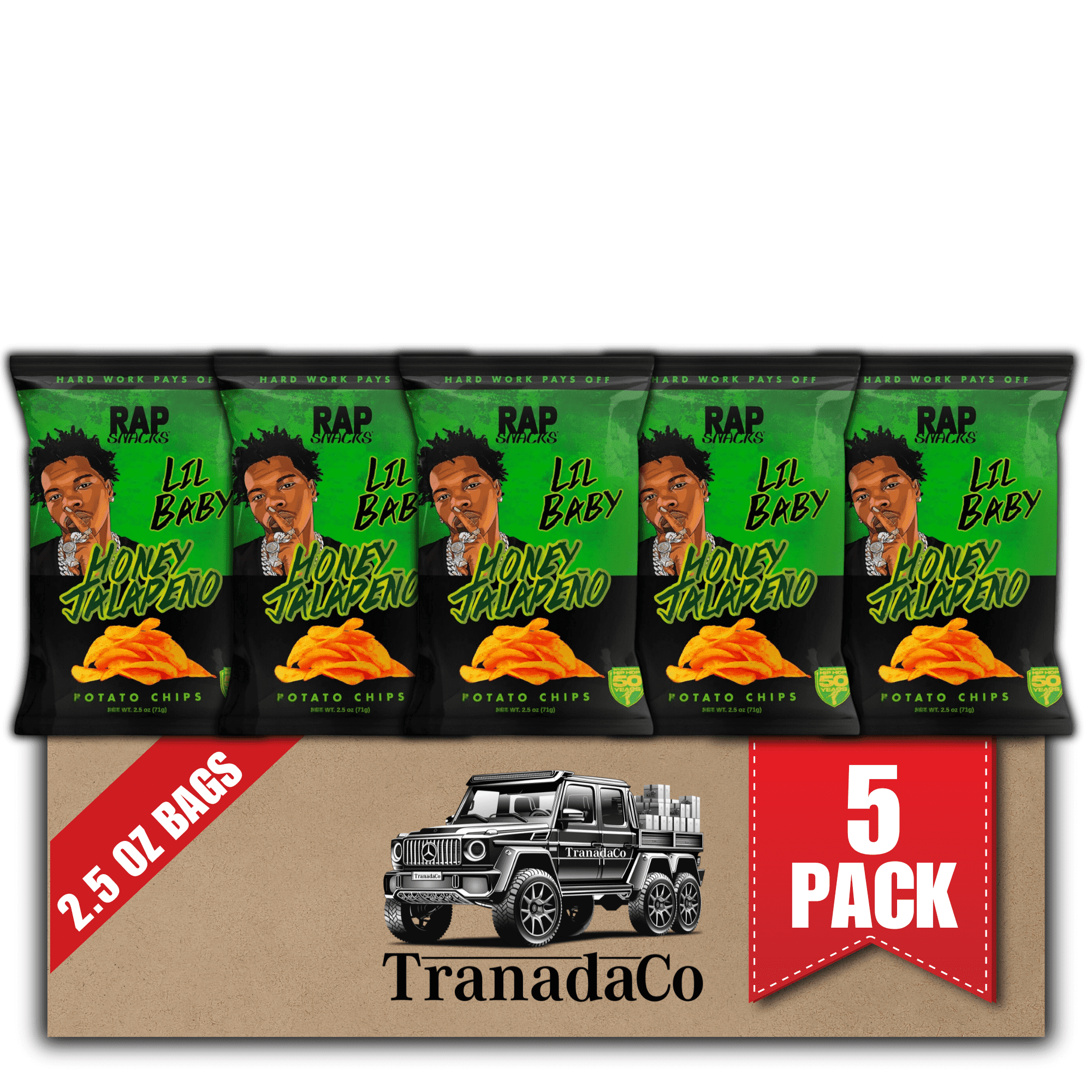 Rap Snacks Lil Baby | Honey Jalapeño Potato Chips 2.5oz Bags (5 Pack ...