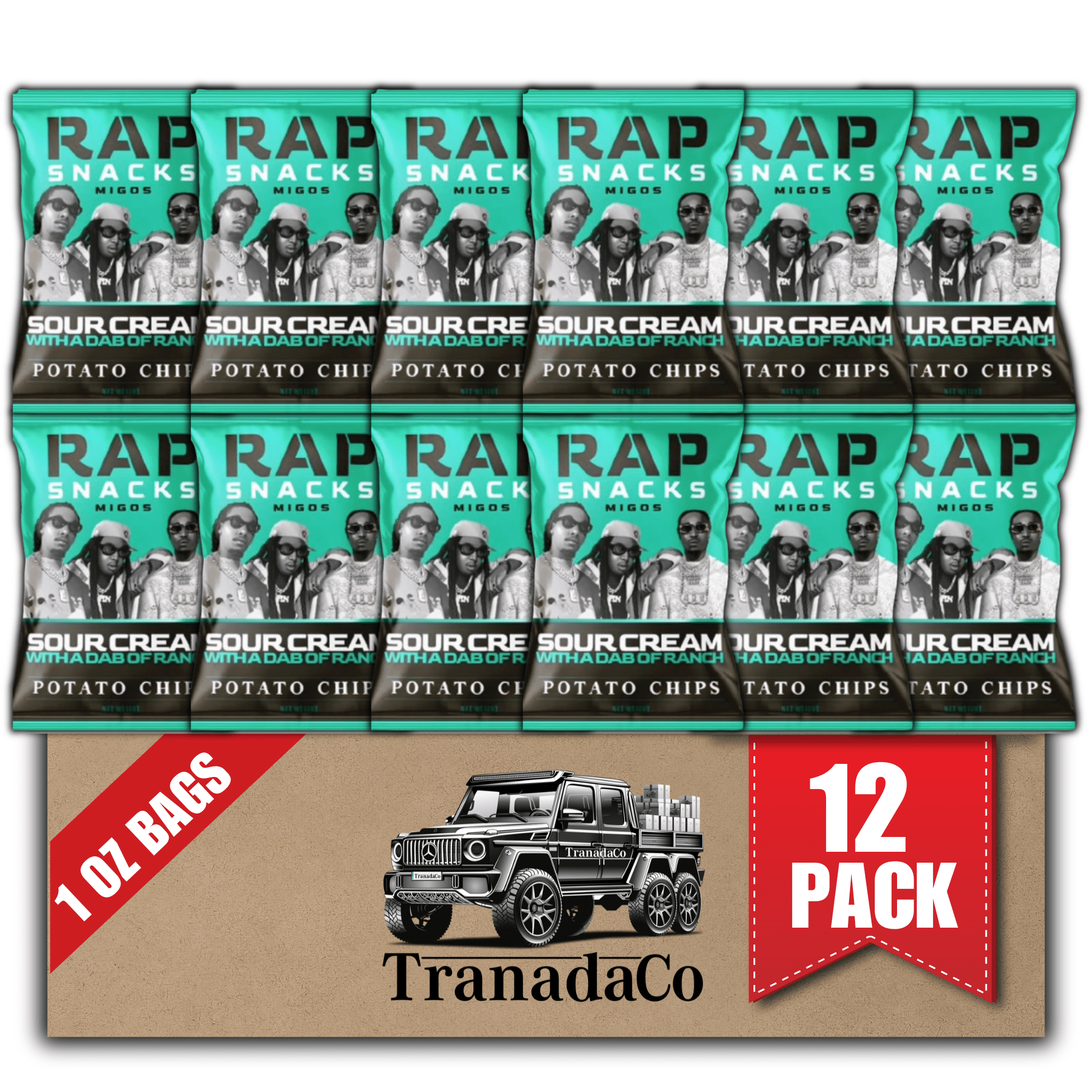 TranadaCo Rap Snacks Migos Sour Cream with Ranch, Tangy Savory Snack ...