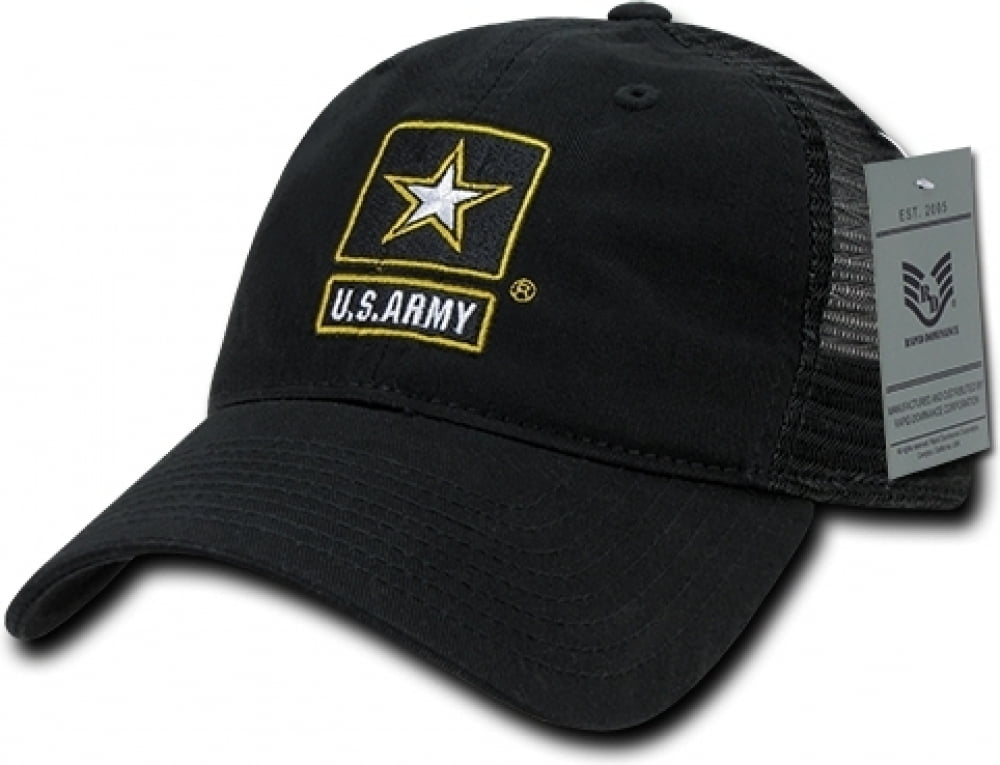 RapDom U.S. Army Star Relaxed Trucker Mens Cap [Black - Adjustable ...