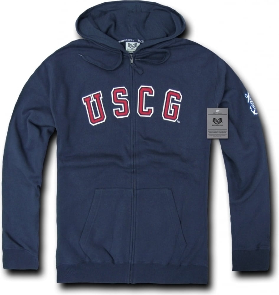RapDom US Coast Guard Full Zip-Up Mens Hoodie Jacket [Navy Blue - L ...
