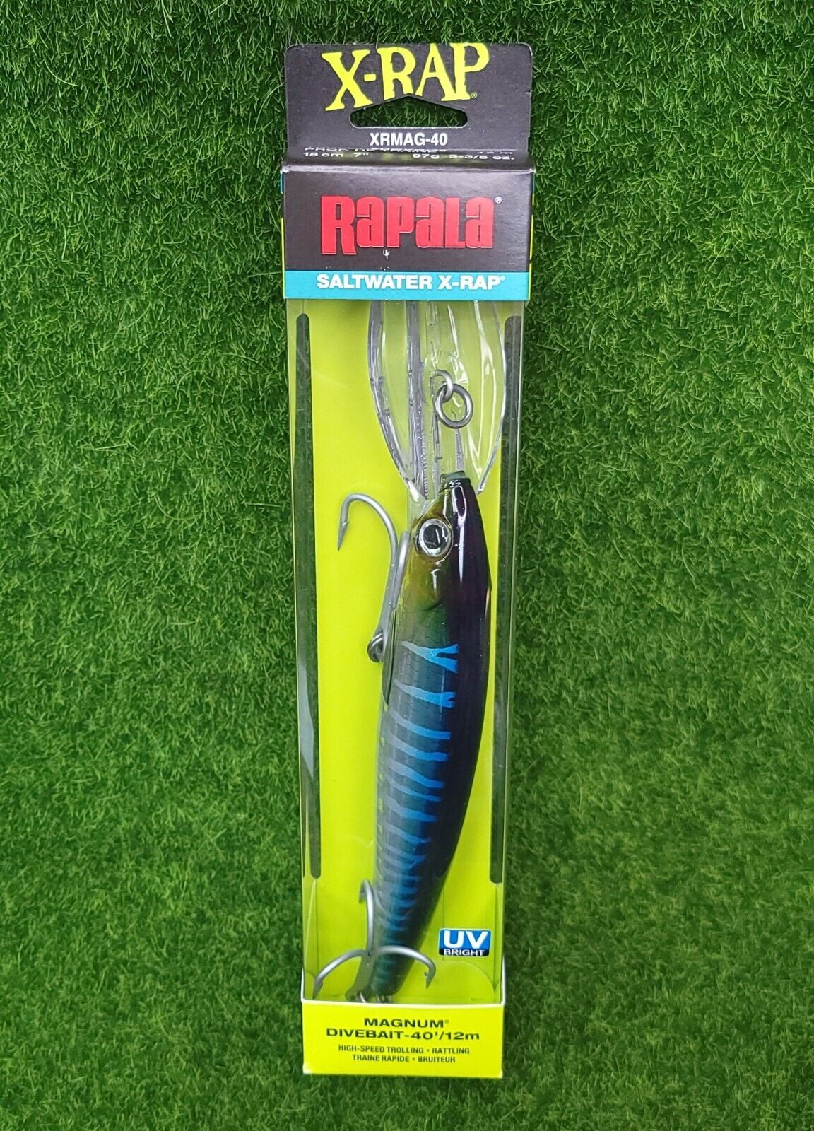 Rapala X-Rap Magnum 40 Trolling Lure, Deep Diver, 7", 3-3/8oz, Wahoo UV ...