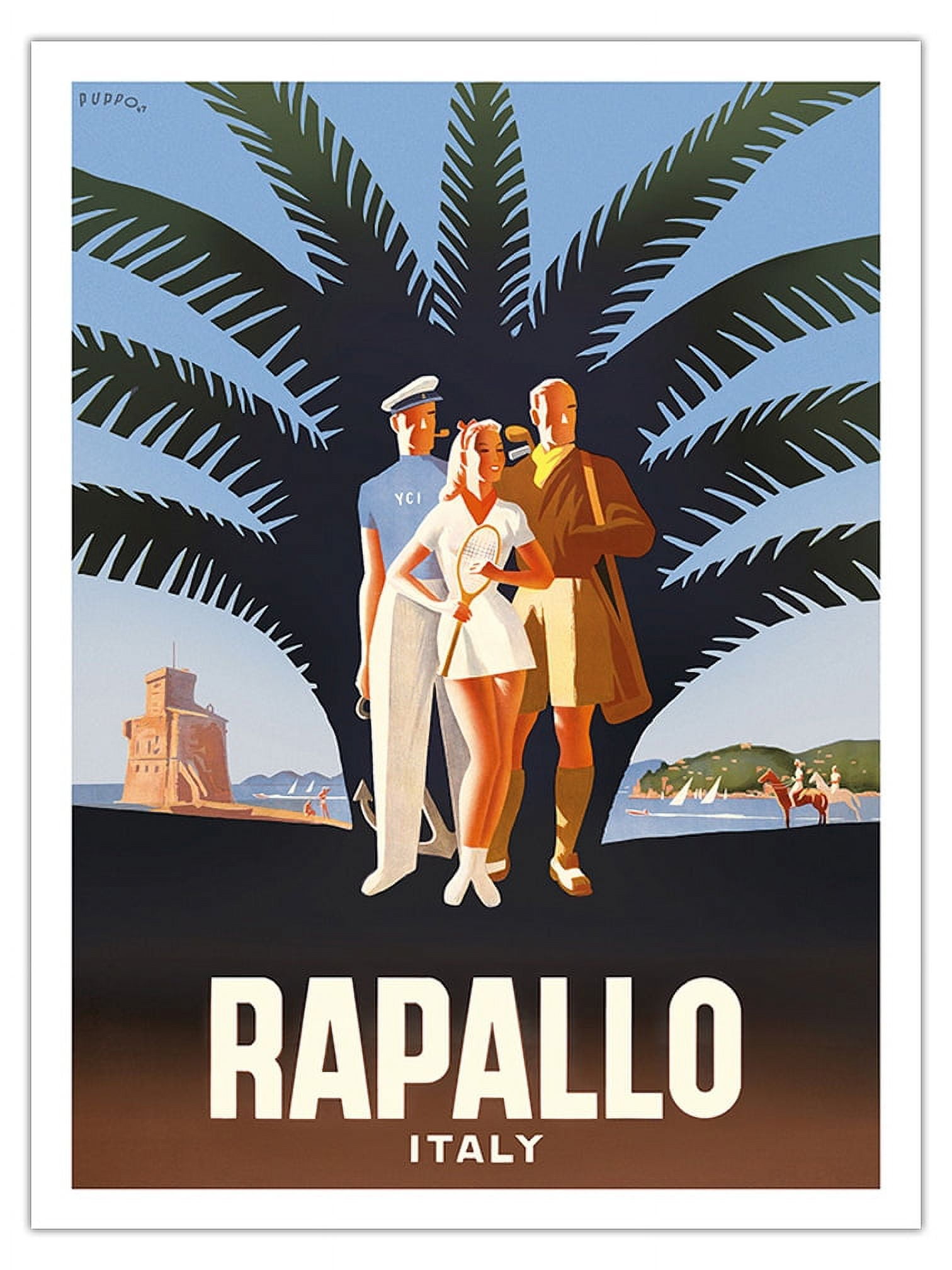 Rapallo Italy - Vintage Travel Poster by Mario Puppo c.1947 - Bamboo ...