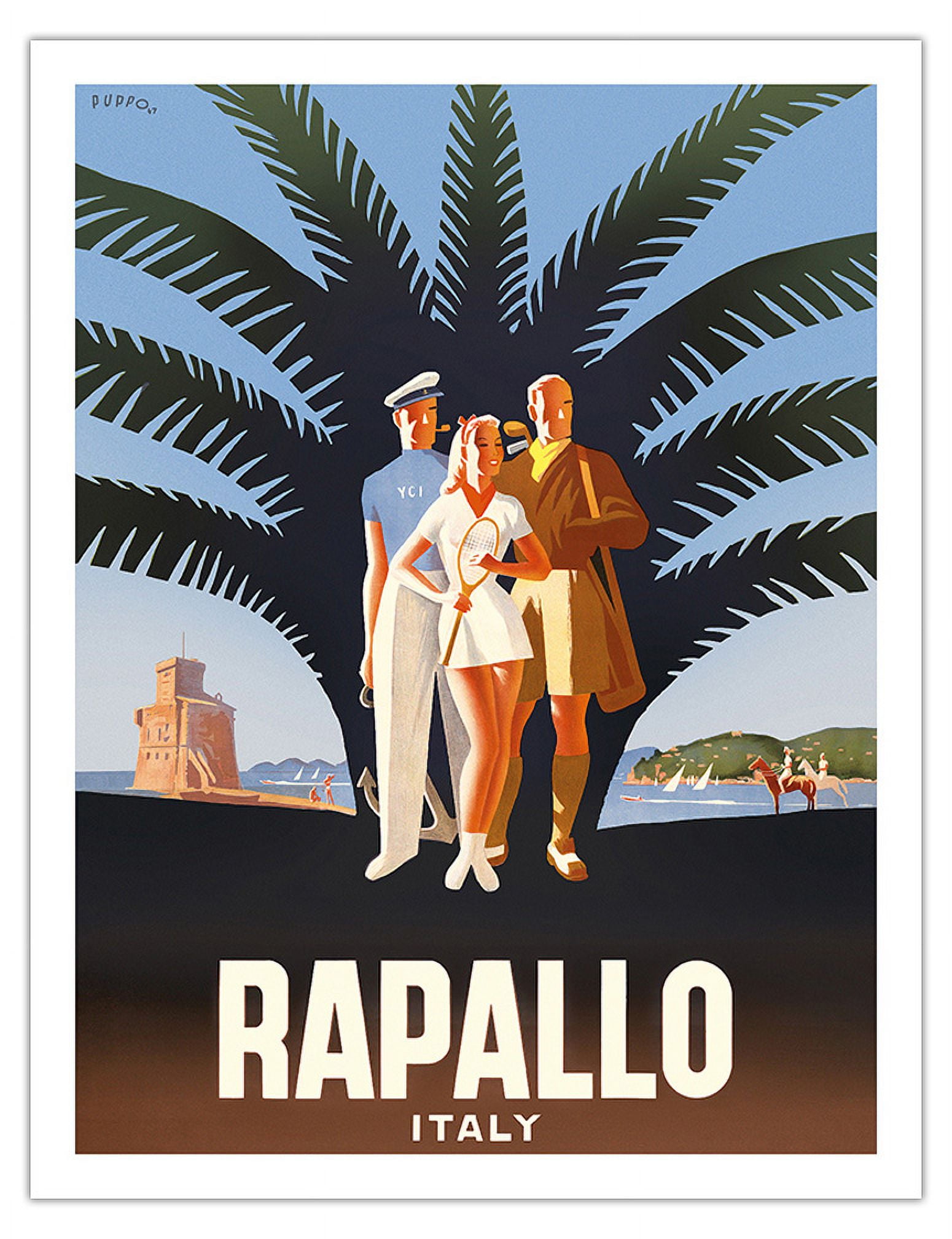 Rapallo Italy - Vintage Travel Poster by Mario Puppo c.1947 - Fine Art ...