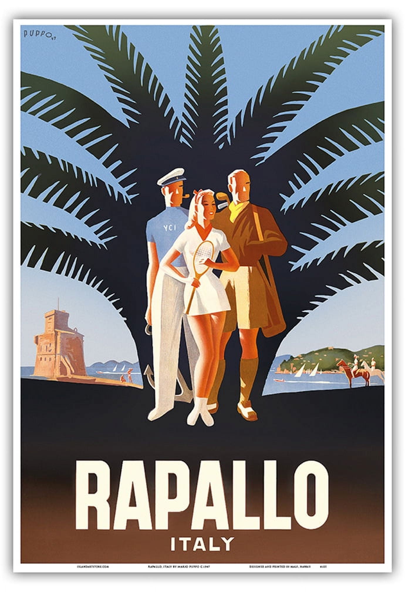Rapallo Italy - Vintage Travel Poster by Mario Puppo c.1947 - Master ...