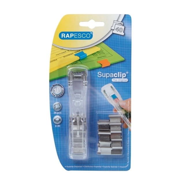 Rapesco Supaclip #40 See Through Dispenser with 25 Stainless Steel ...