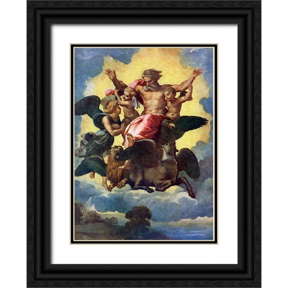 Raphael 11x14 Black Ornate Wood Framed with Double Matting Museum Art ...