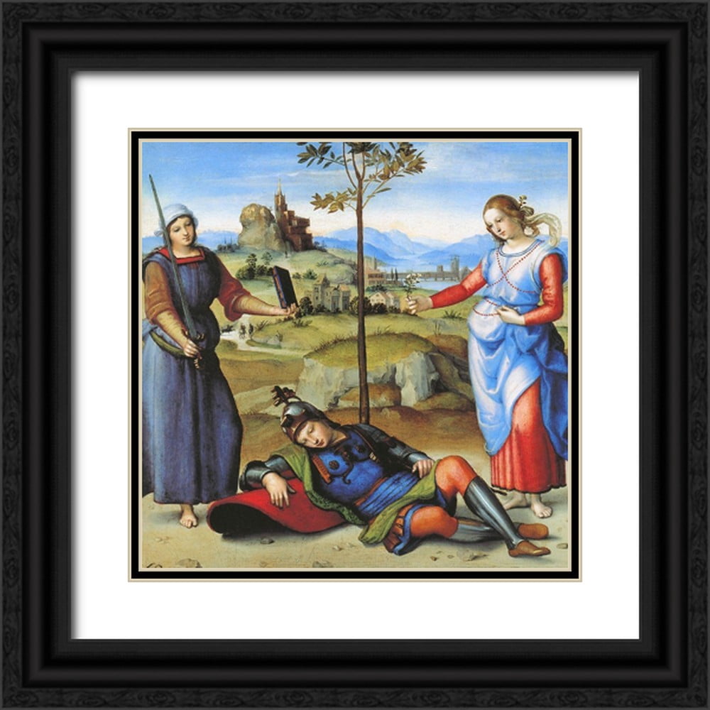 Raphael 12x12 Black Ornate Wood Framed with Double Matting Museum Art ...