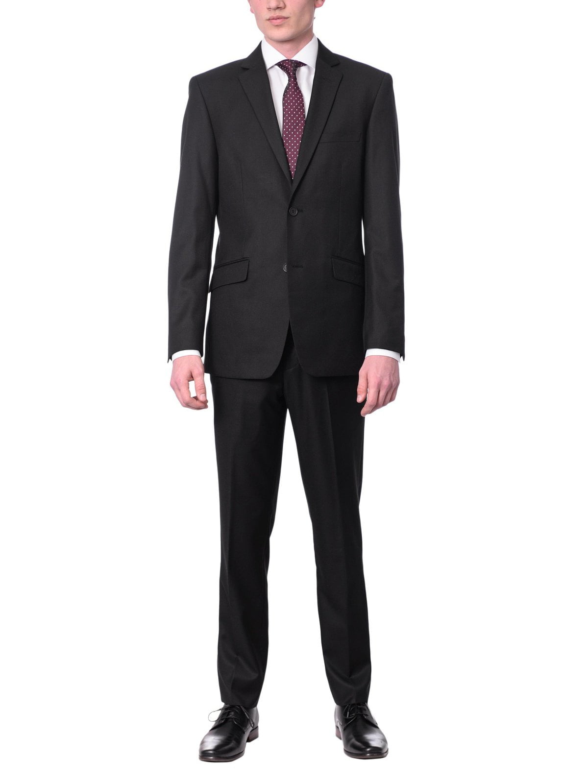Raphael Mens Solid Black Slim Fit 2 Button Suit - Walmart.com