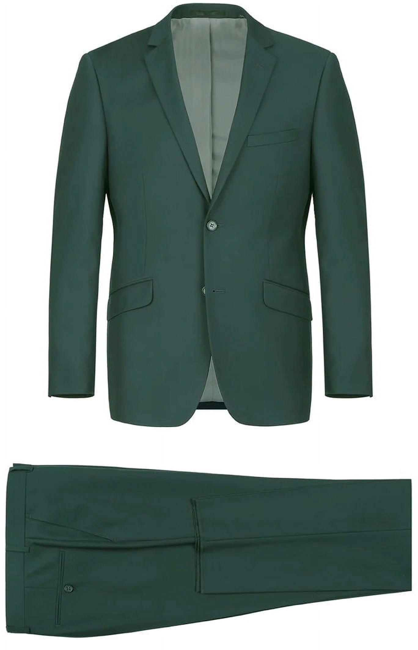 Raphael Mens Solid Green Slim Fit Two Button Suit - Walmart.com