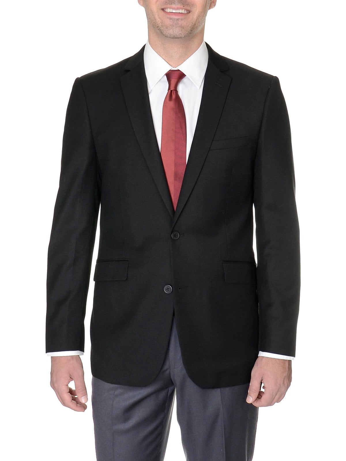 Raphael Regular Fit Solid Black Two Button Blazer Suit Jacket - Walmart.com