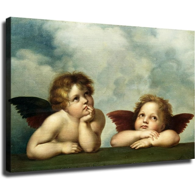 Raphael Winged Cherubs On Elbows Angel Canvas Painting Art Poster ...