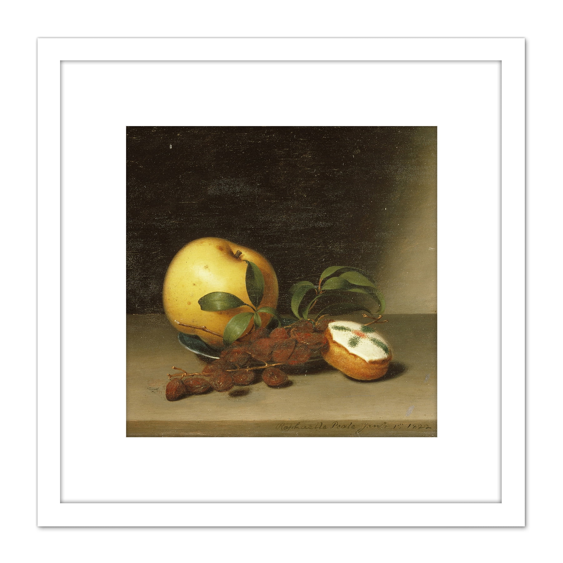 Raphaelle Peale Still Life With Cake 8X8 Inch Square Wooden Framed Wall ...